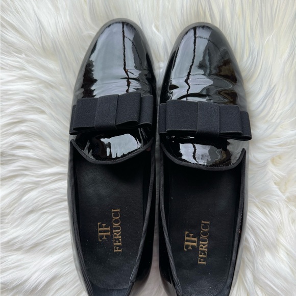 FERUCCI | Shoes | Ferucci Black Patent Leather With Bow Loafer Size 9 ...